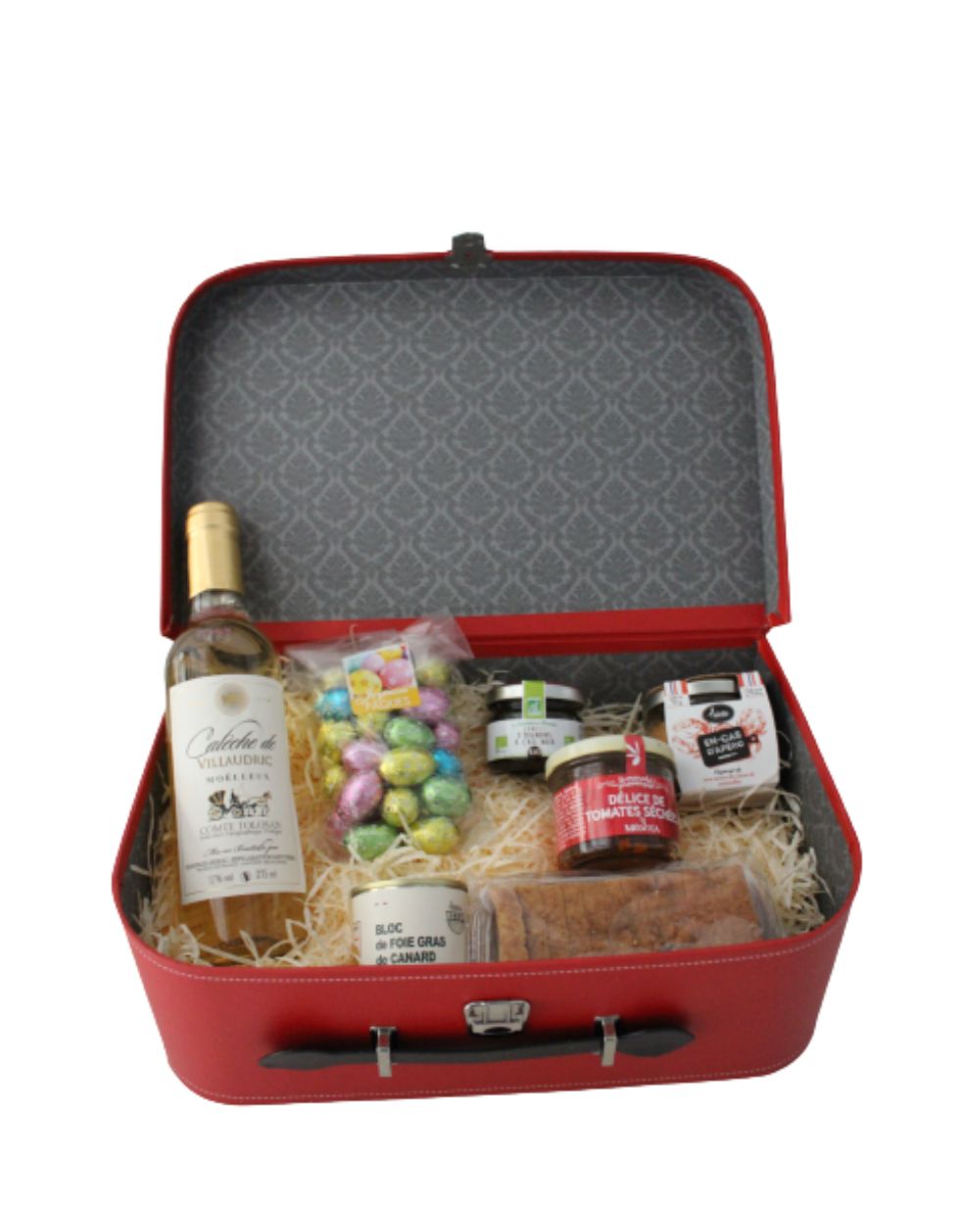 Un Panier Gourmand garni de chocolats à offrir pour Pâques